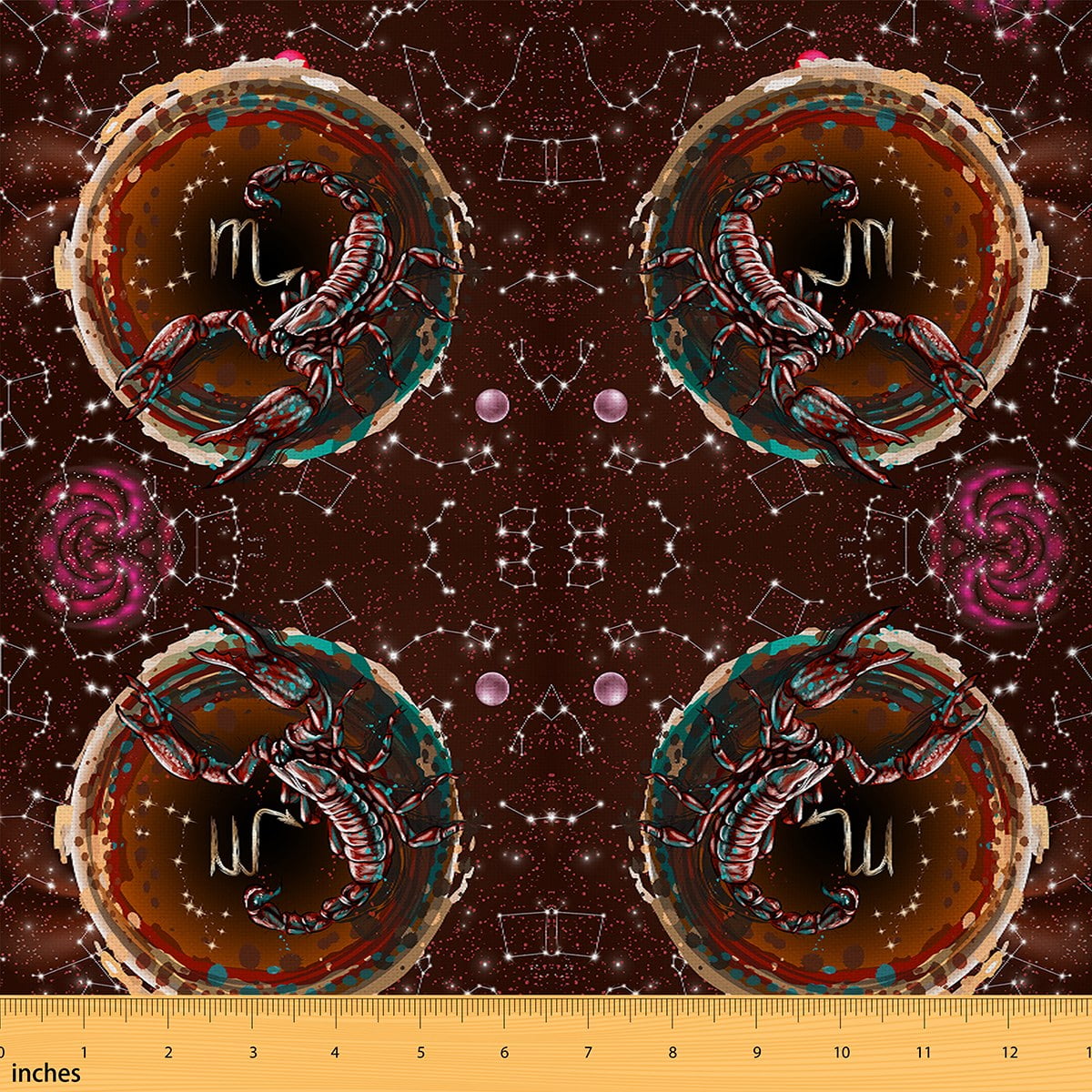 YST Outer Space Fabric by The Yard,Retro Psychedelic Bubble Scorpion ...