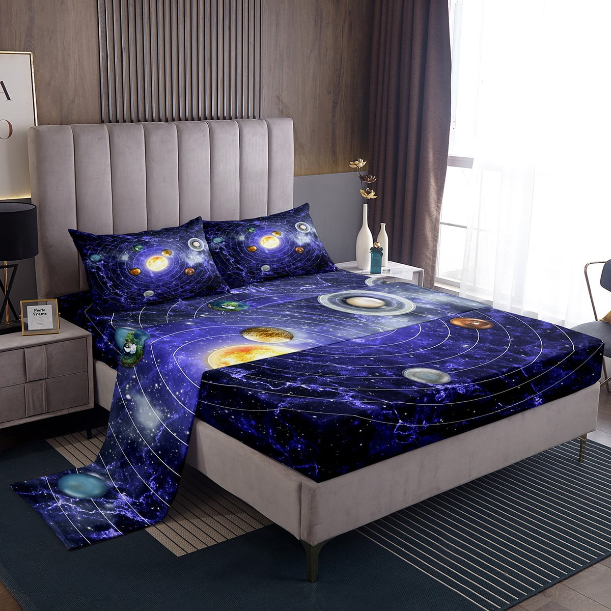 Erosebridal Outer Space Fitted Sheet Queen Universe Themed Bed Sheets ...