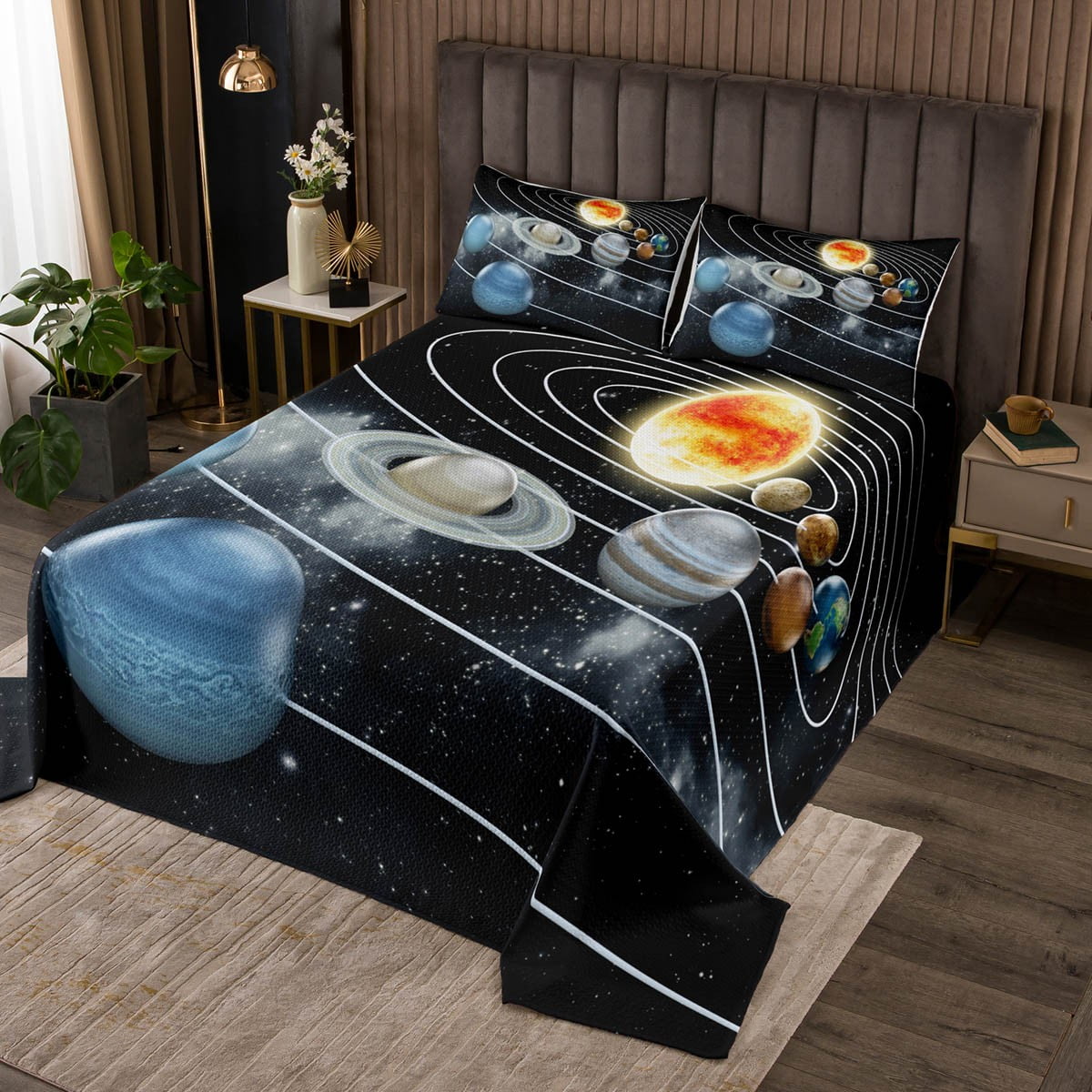 YST Outer Space King Quilt Set Universe Themed Decor Bedspread for Boys ...