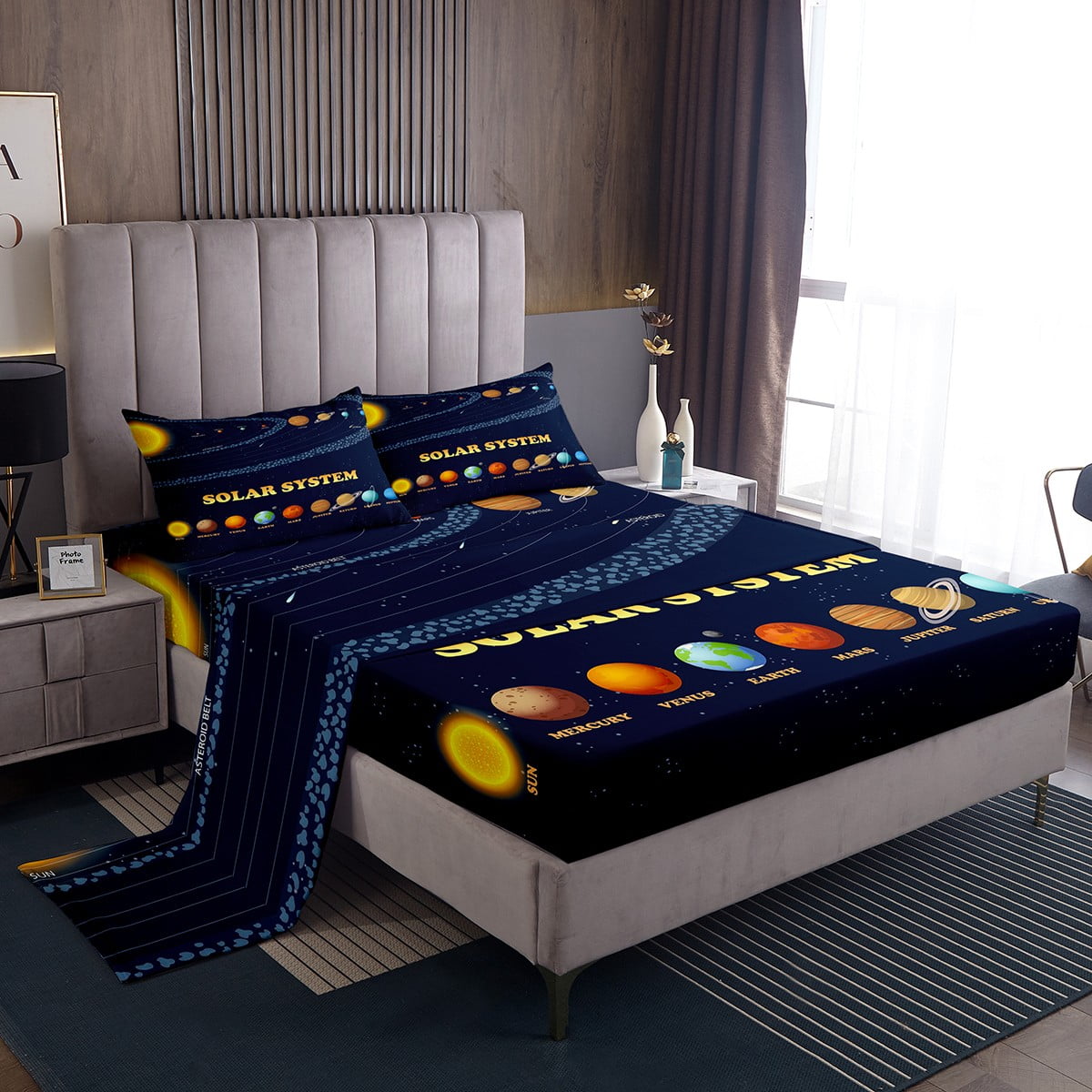 YST Outer Space Queen Size Bed Sheets Set for Boys Girls Solar System ...