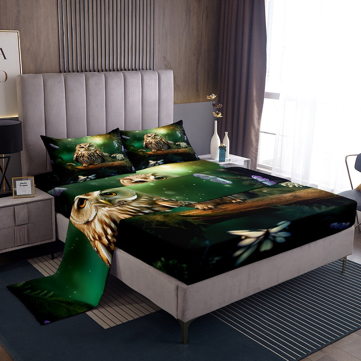 YST Owl Bed Sheets Set Bird Animal Sheet Set Twin for Kids 3D Owl Decor ...