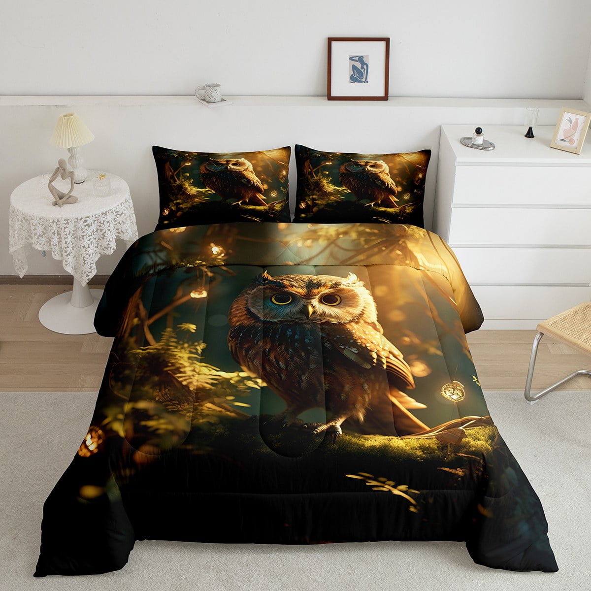 YST Owl Bedding Queen for Kids Cartoon Bird Safari Animal Bed Comforter ...