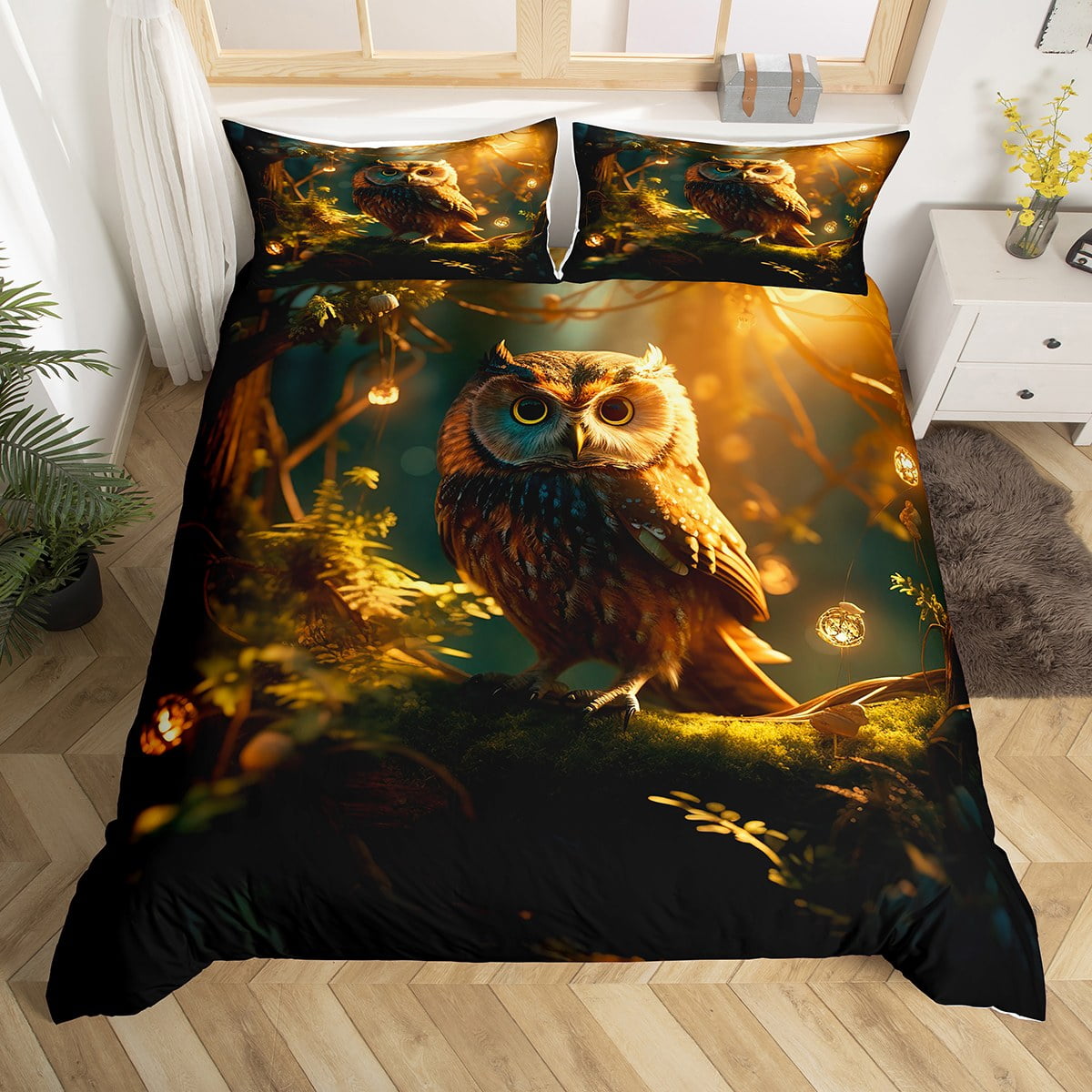 YST Owl Bedding Set Full for Kids Cartoon Bird Safari Animal Duvet ...