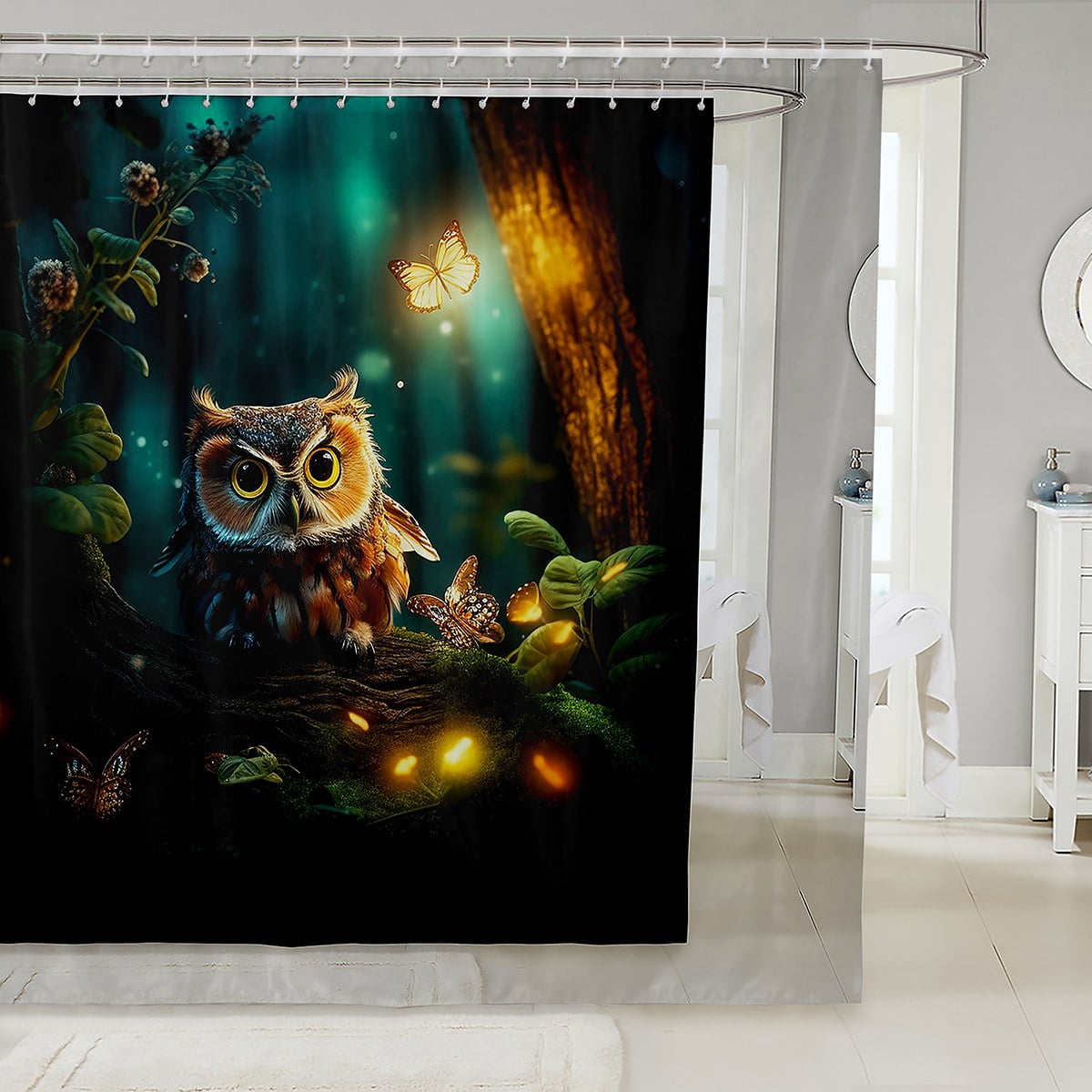 Owl Shower Curtain 3D Owl Bird Animal Bathroom Shower Curtain Sets ...