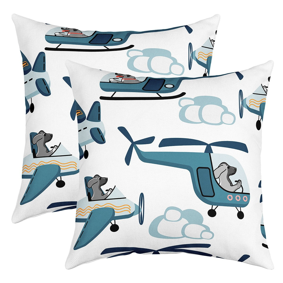Pack of 2 Cute Airplane Throw Pillow Covers 24x24 Inch,Funny Flying ...