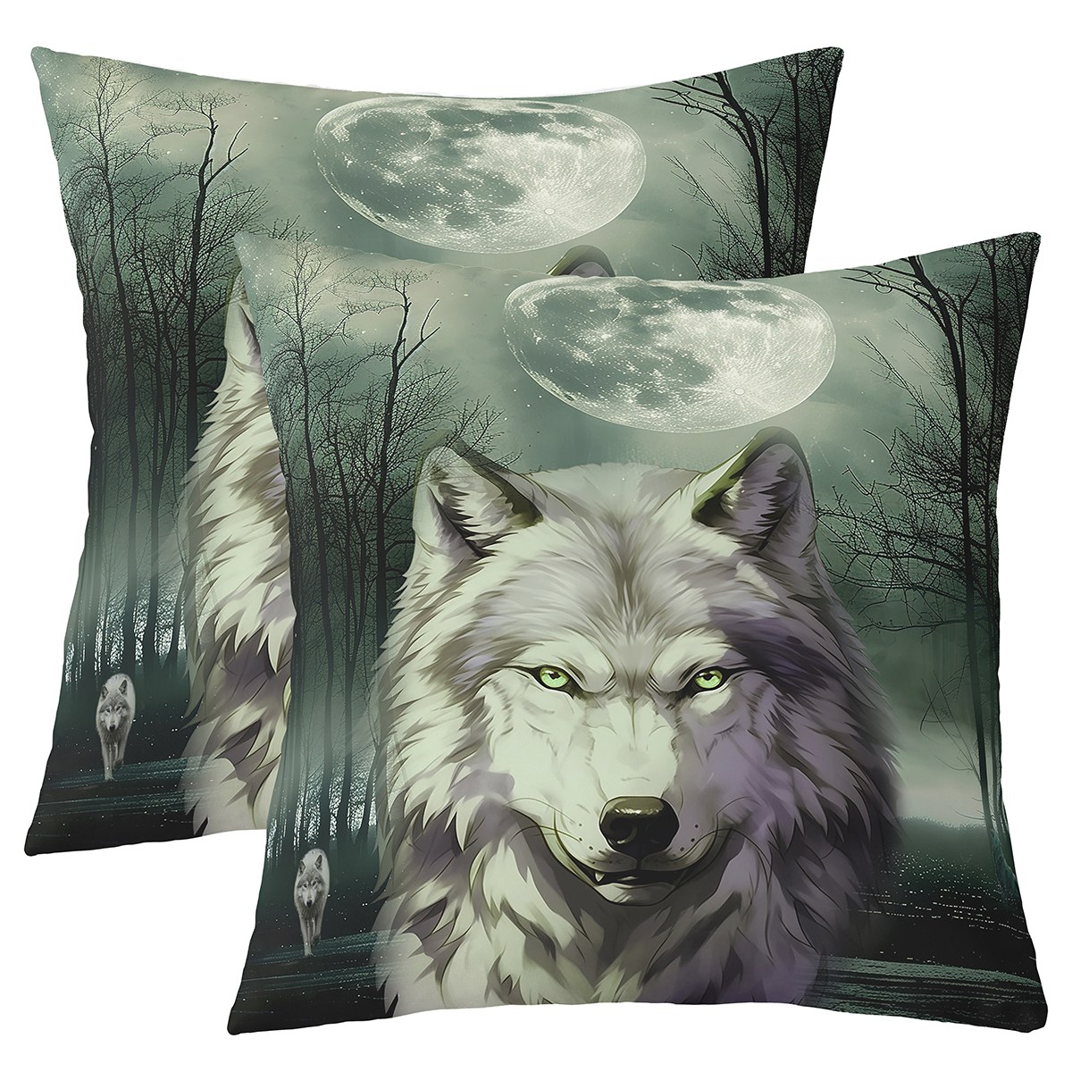YST Pack Of 2 Teens 3D Wolf Pillow Covers 20x20 Inch Woodland Cushion ...