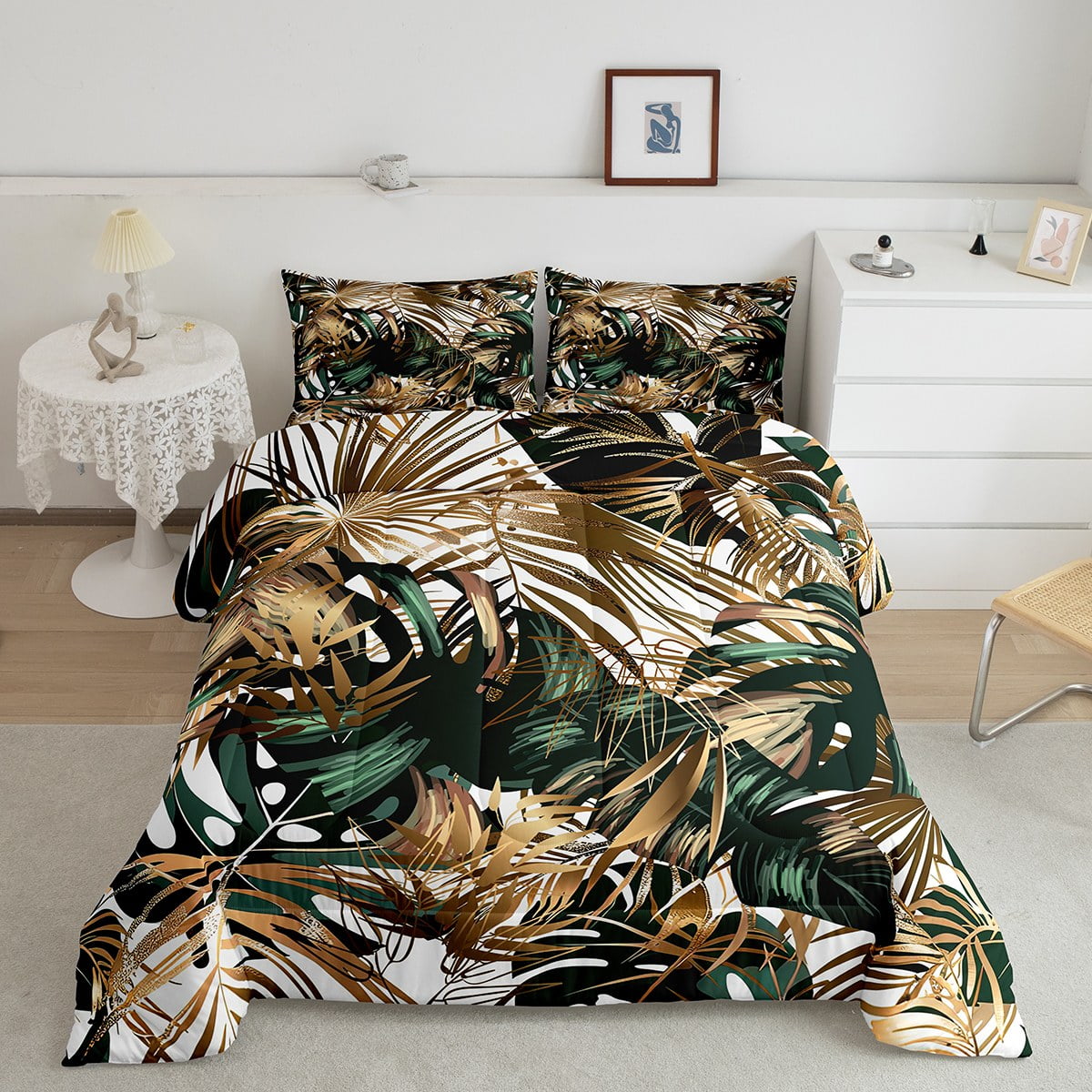 YST Palm Tree Leaves Comforter Twin Tropical Botanical Bedding ...