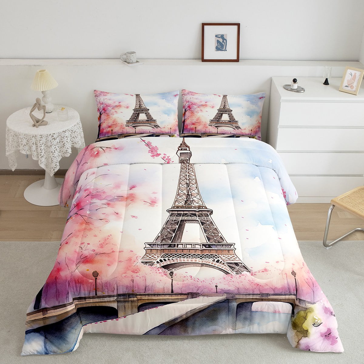YST Paris Bedding Sets Full for Girls Girlfriend Women Pink Cherry ...