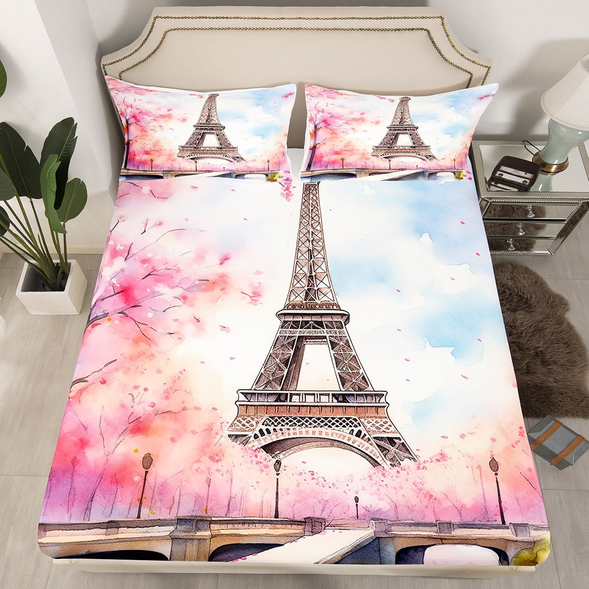 YST Paris Bedding Sets Full for Girls Girlfriend Women Pink Cherry ...