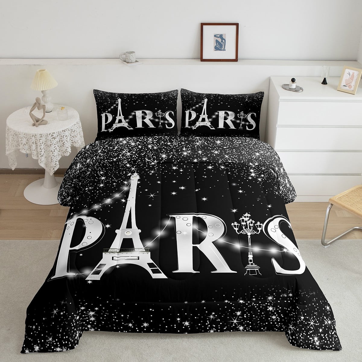 Erosebridal Paris Themed Bedding Eiffel Tower Comforter Set Women ...