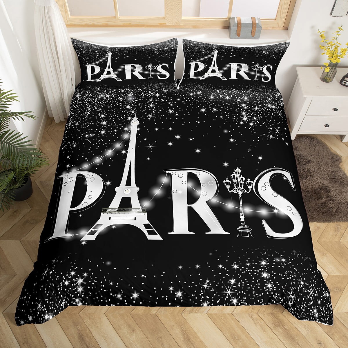 YST Paris Themed Bedding Set Eiffel Tower Comforter Cover for Girls ...