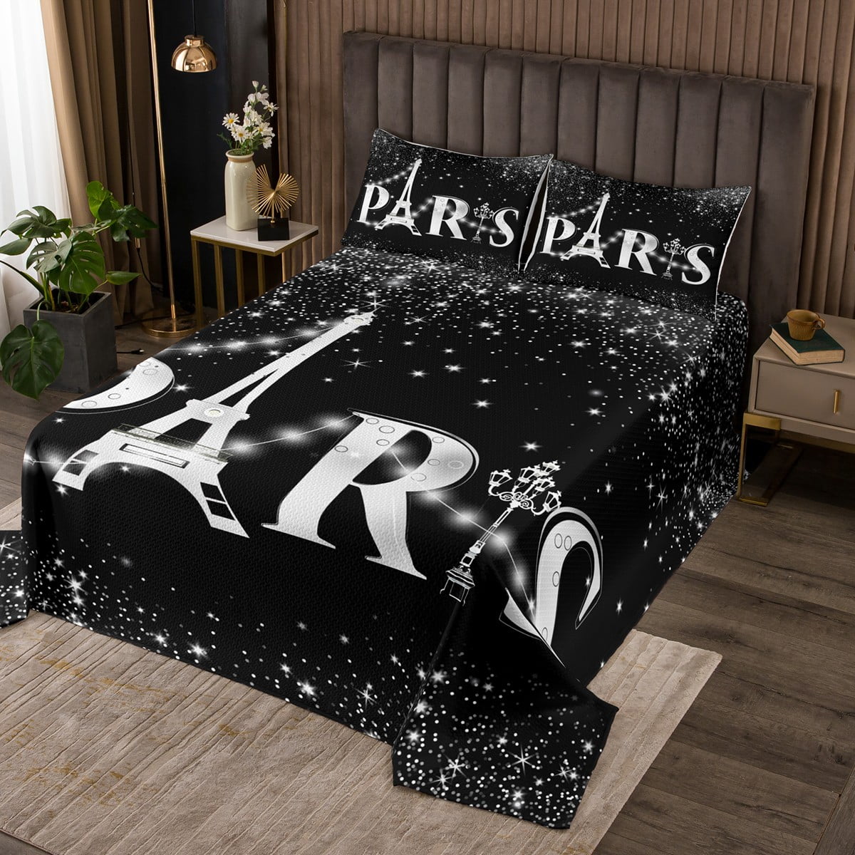 YST Paris Themed Coverlet Set Eiffel Tower Bedspread Set for Girls ...