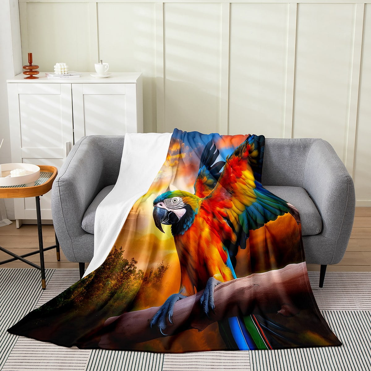 Parrot Blanket 30x40 Inch,Sunset Mountain Trees Throw Blanket,Bohemian ...