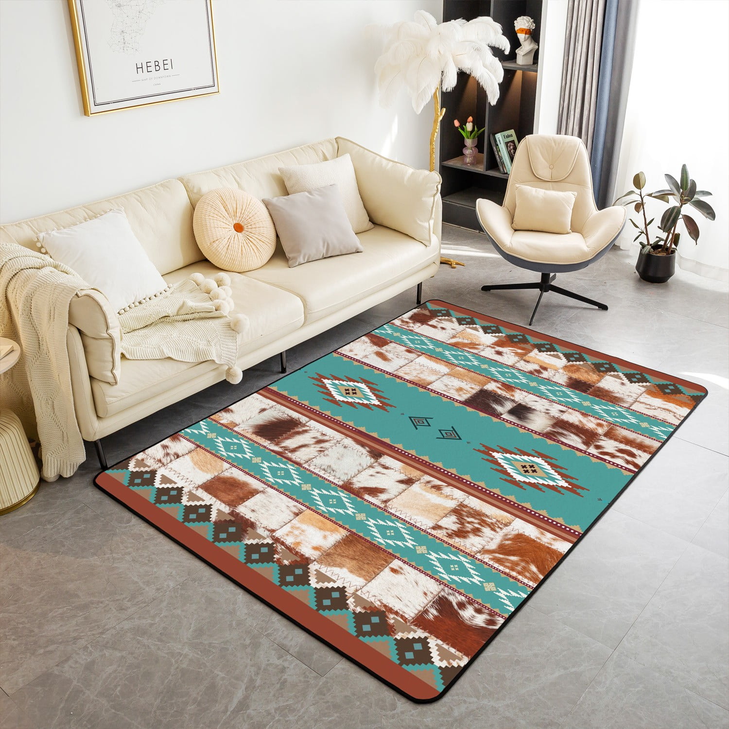 Erosebridal Patchwork Cowhide Area Rug 3x5 Bohemian Exotic Geometry ...