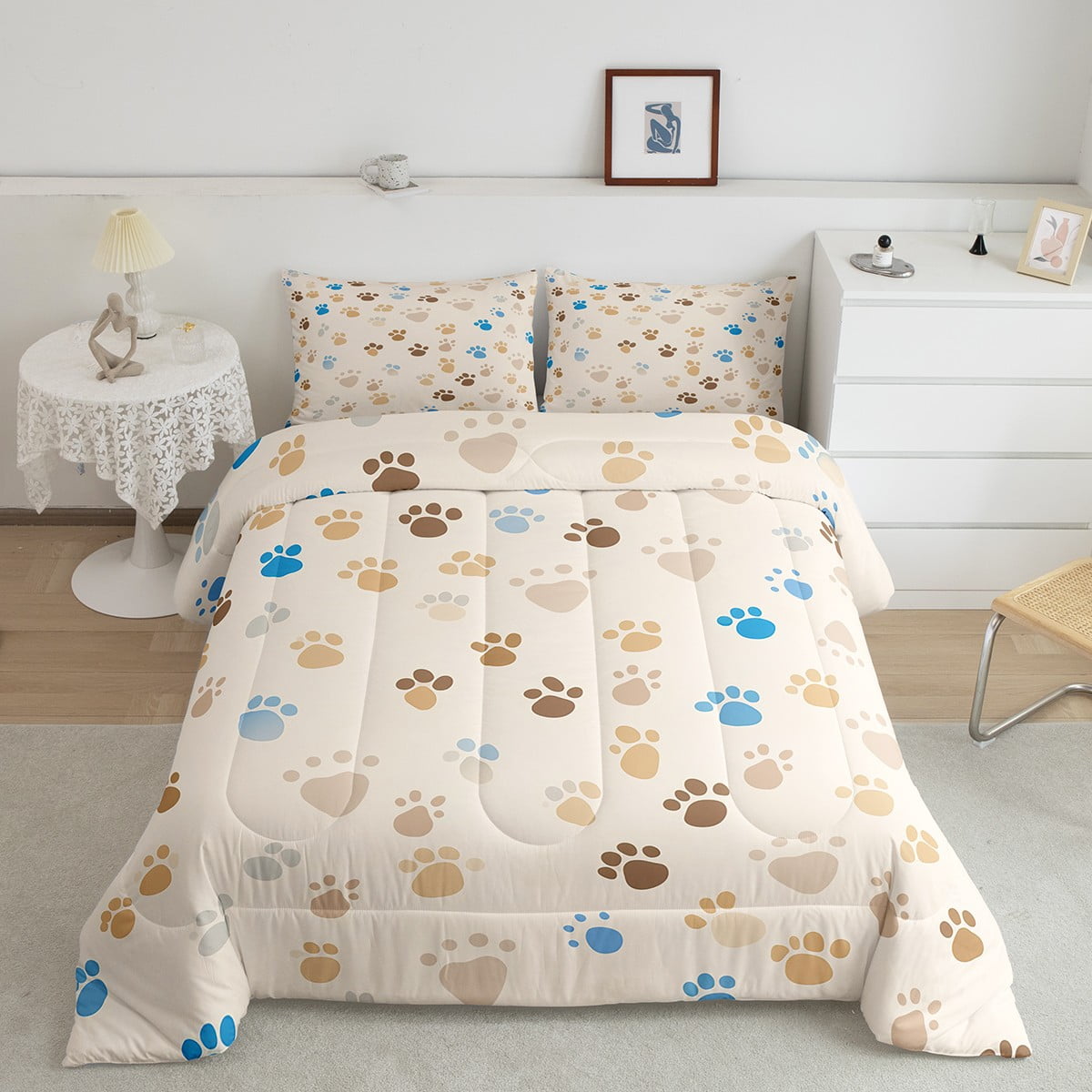 Paw Print Comforter Set Full Cartoon Footprints Bedding Cute Dog Cat ...