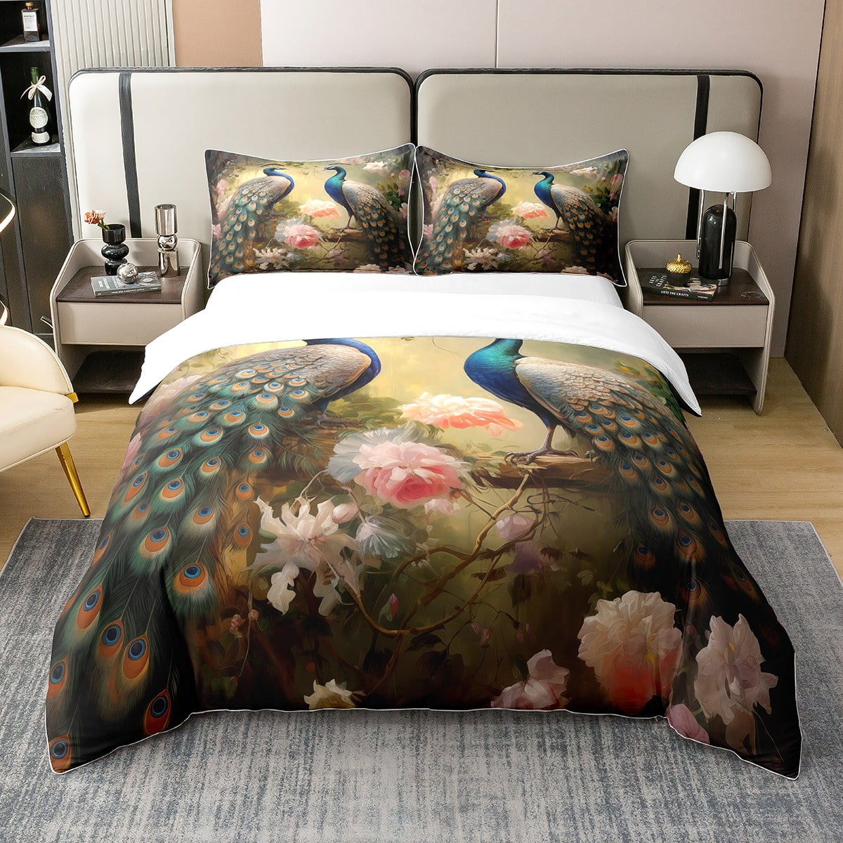 Erosebridal Peacock 100% Natural Cotton Duvet Cover for Man Woman ...