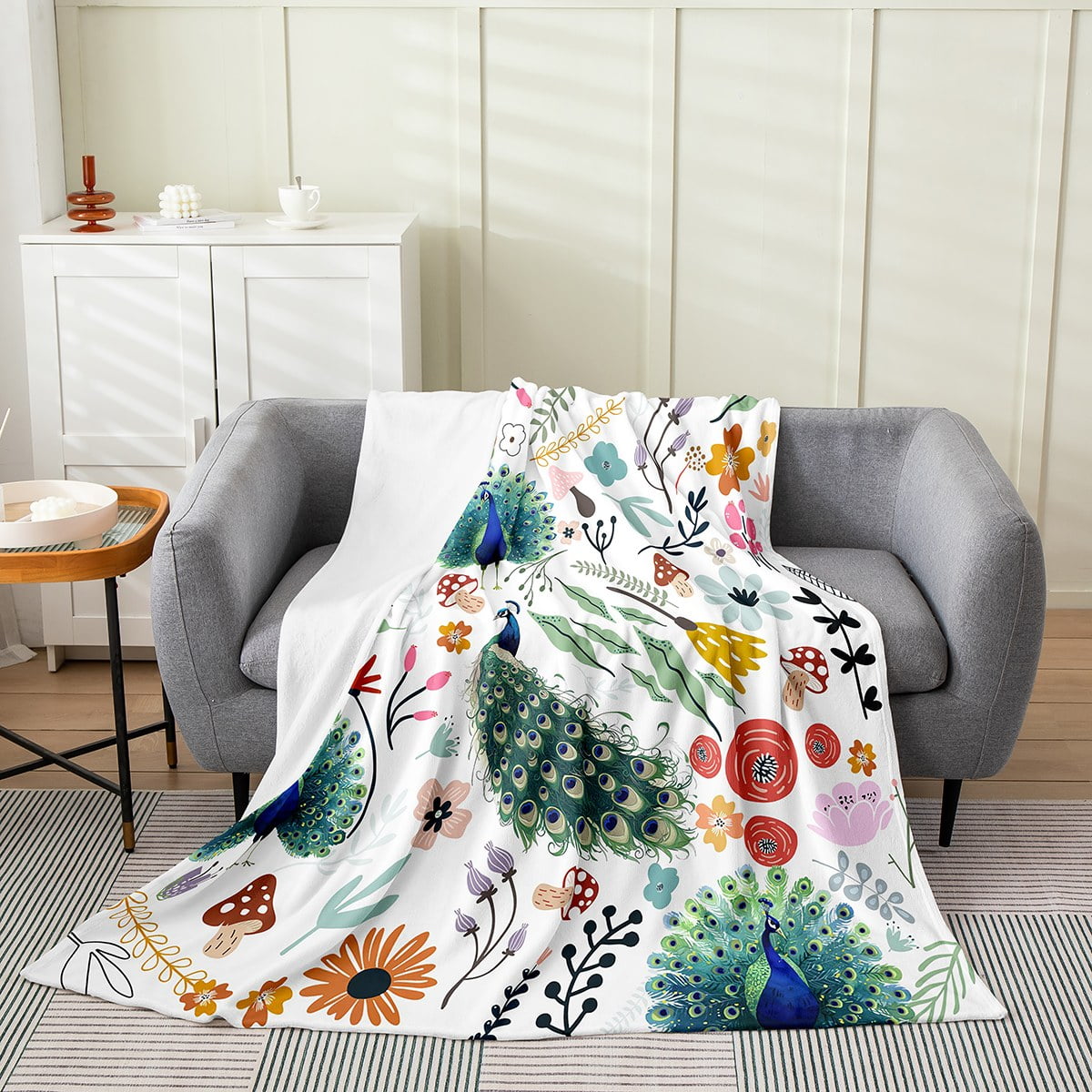Peacock Blanket for Woman Man,Aesthetic Animal Throw Blanket Queen ...