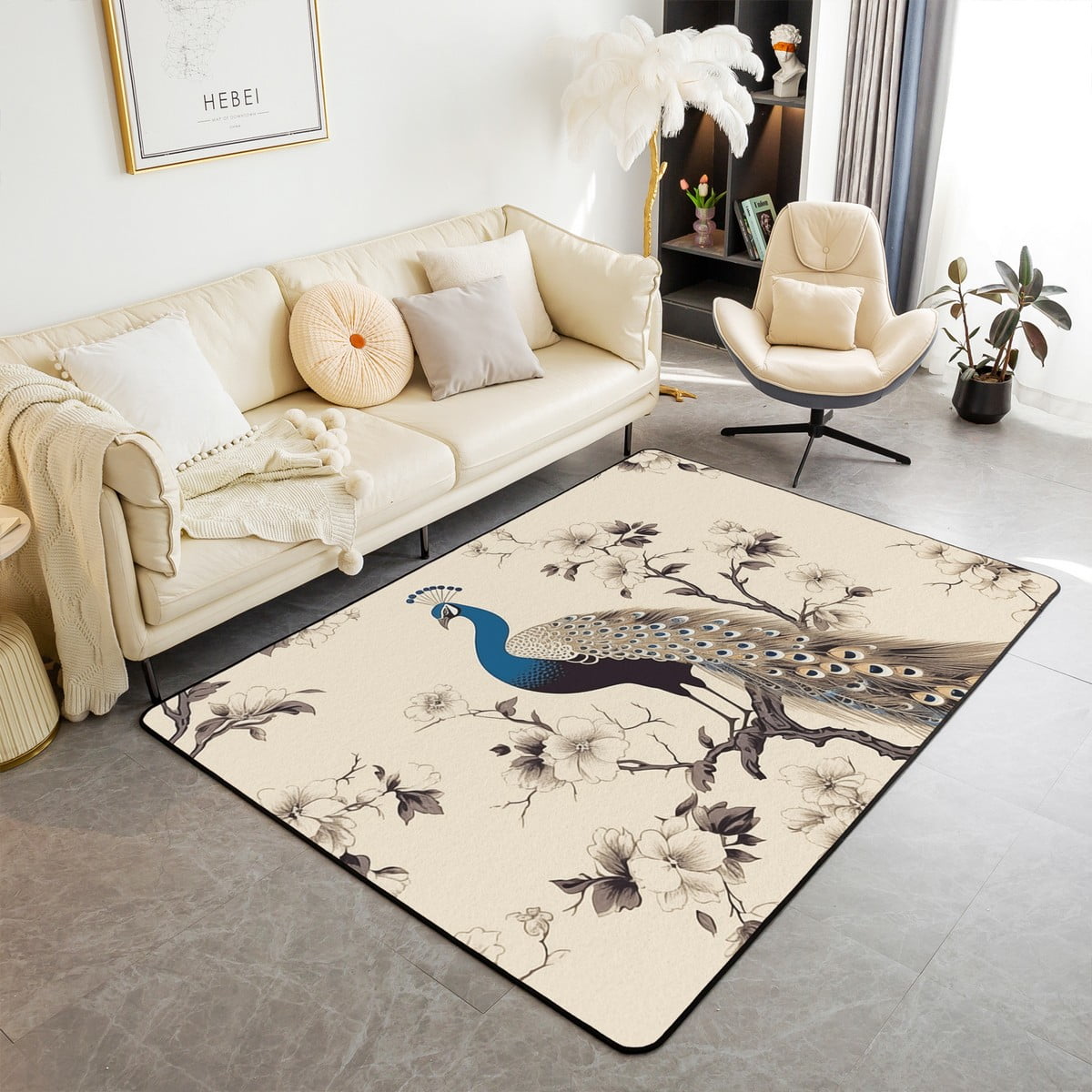 Erosebridal Peacock Carpet Peacock with Floral Indoor Floor Mat 3X5 ...
