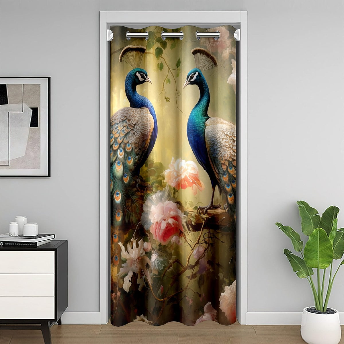 Peacock Door Curtain For Doorway Privacy for Man Woman,Exotic Birds ...