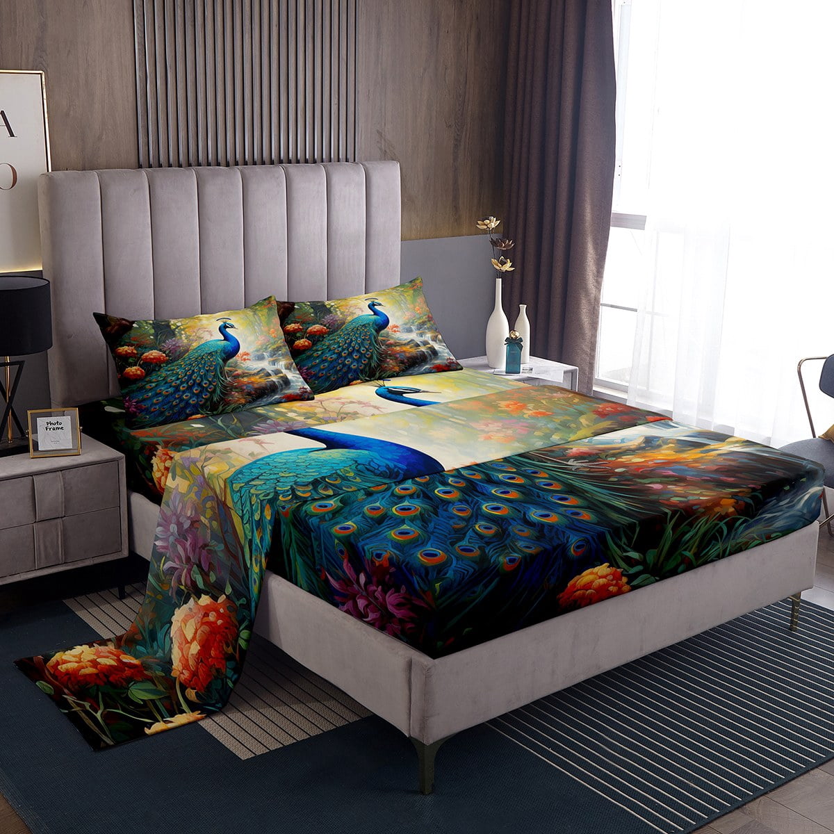 Erosebridal Peacock Sheets, Magnificent Animal Vibrant Colorful ...
