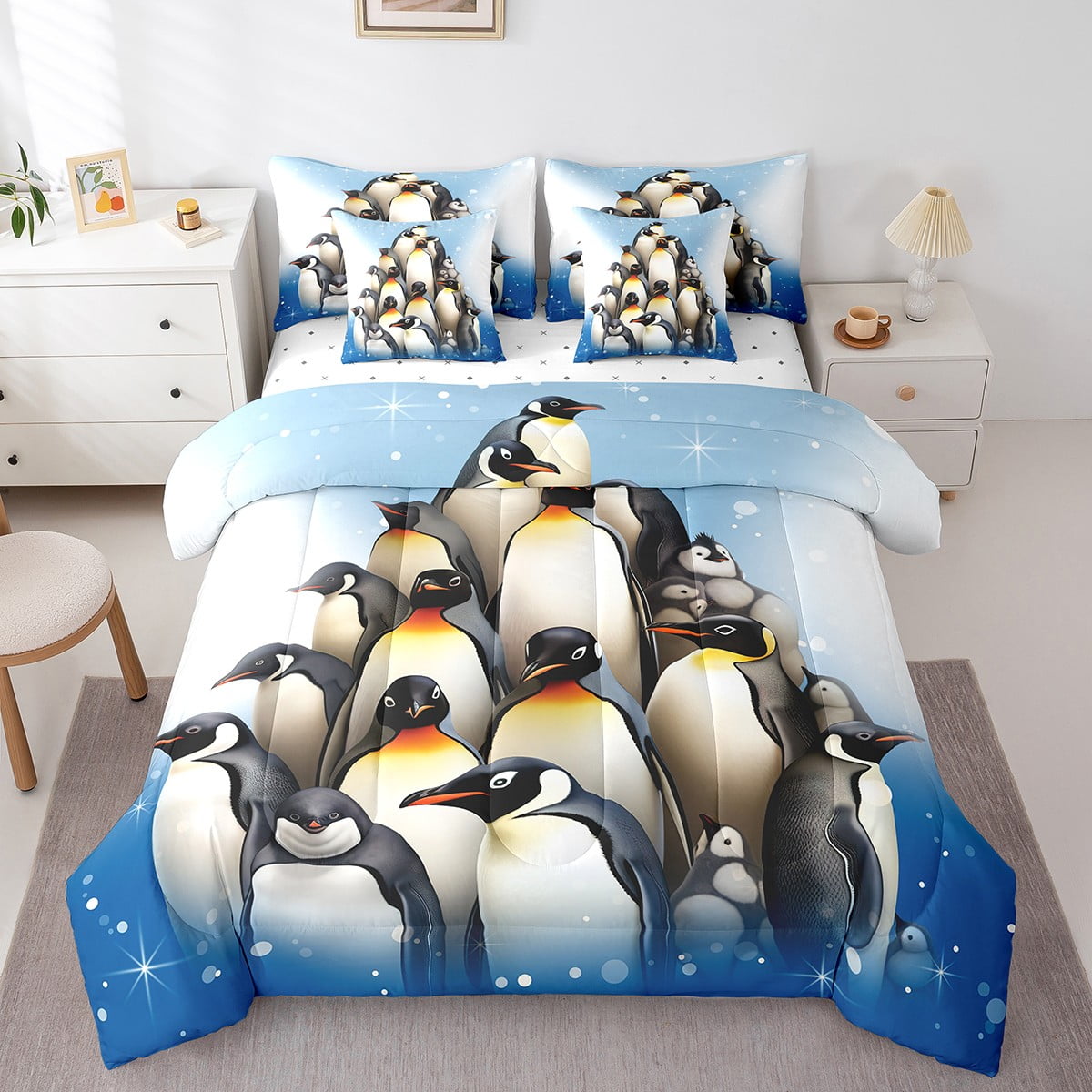 Penguin Comforter Queen Size 3D Antarctic Animal Comforter Set 7 Pcs ...