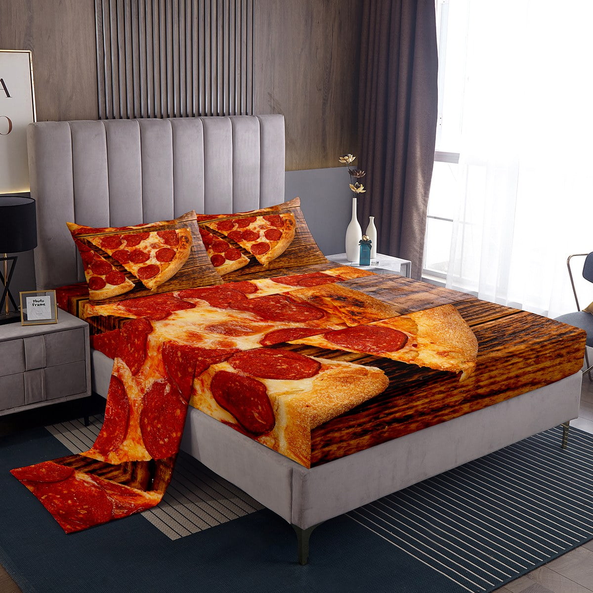 Pepperoni Pizza Bed Sheets Full Adults,Sausage Pizza Sheet Set Room ...