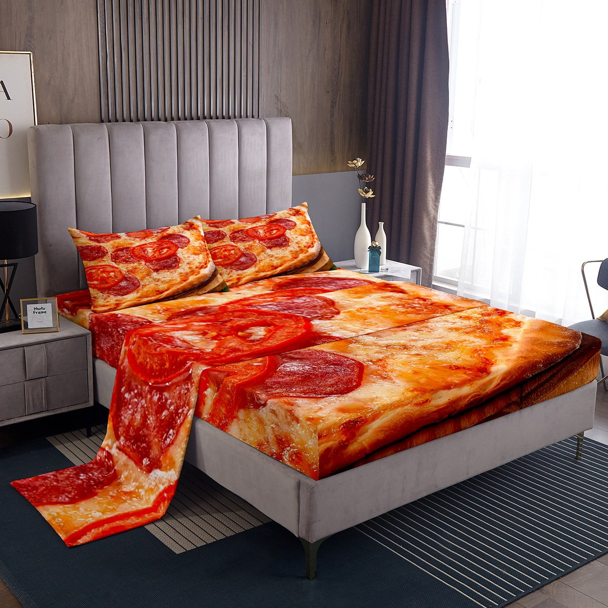 YST Pepperoni Pizza Bed Sheets King for Kids Adults,Funny Realistic ...