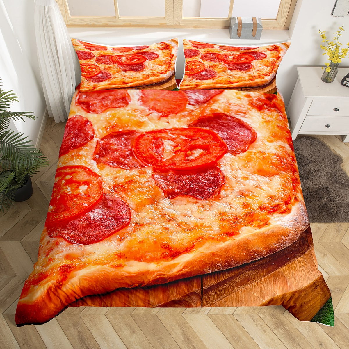 YST Pepperoni Pizza Duvet Cover Twin for Kids Adults,Funny Realistic ...