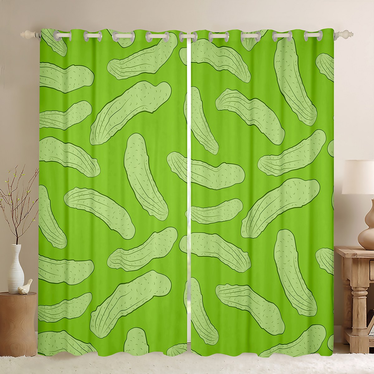 YST Pickle Baby Blackout Curtains Cute Cucumbers Curtains Green ...