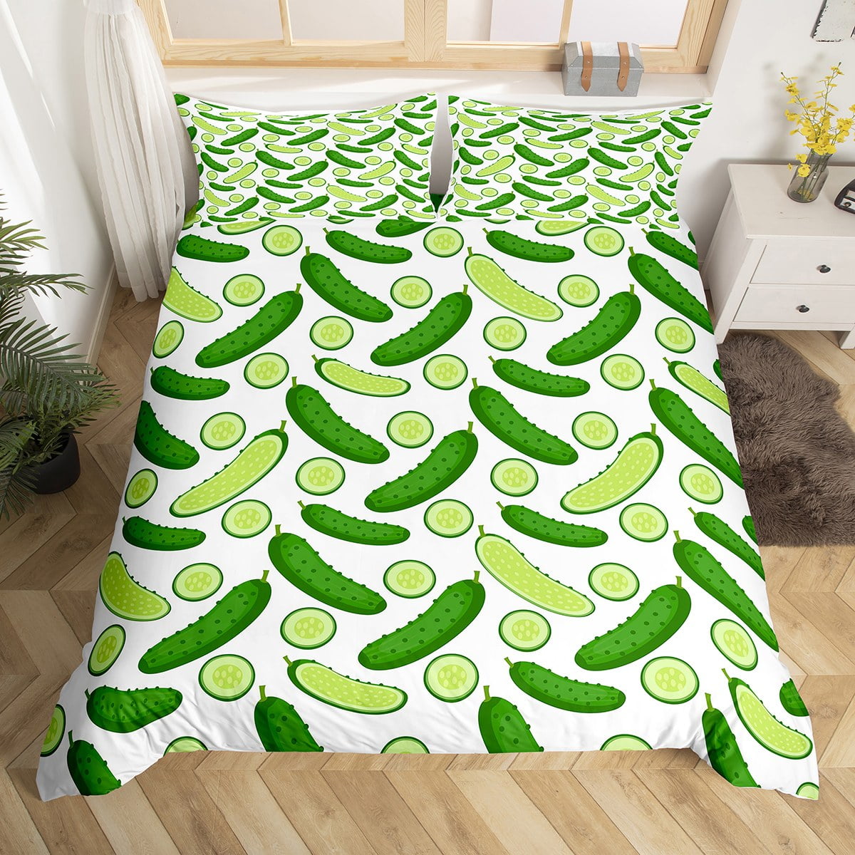 Pickle Comforter Cover Cute Cucumbers Duvet Cover Bedroom Decor ...