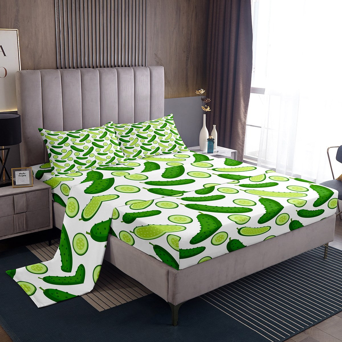 Erosebridal Pickle Sheet Set Cute Cucumbers Bed Sheets Set Bedroom ...