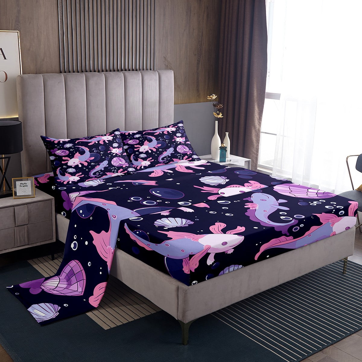 YST Pink Axolotl Queen Sheets for Boys Girls Cartoon Salamander Fish ...