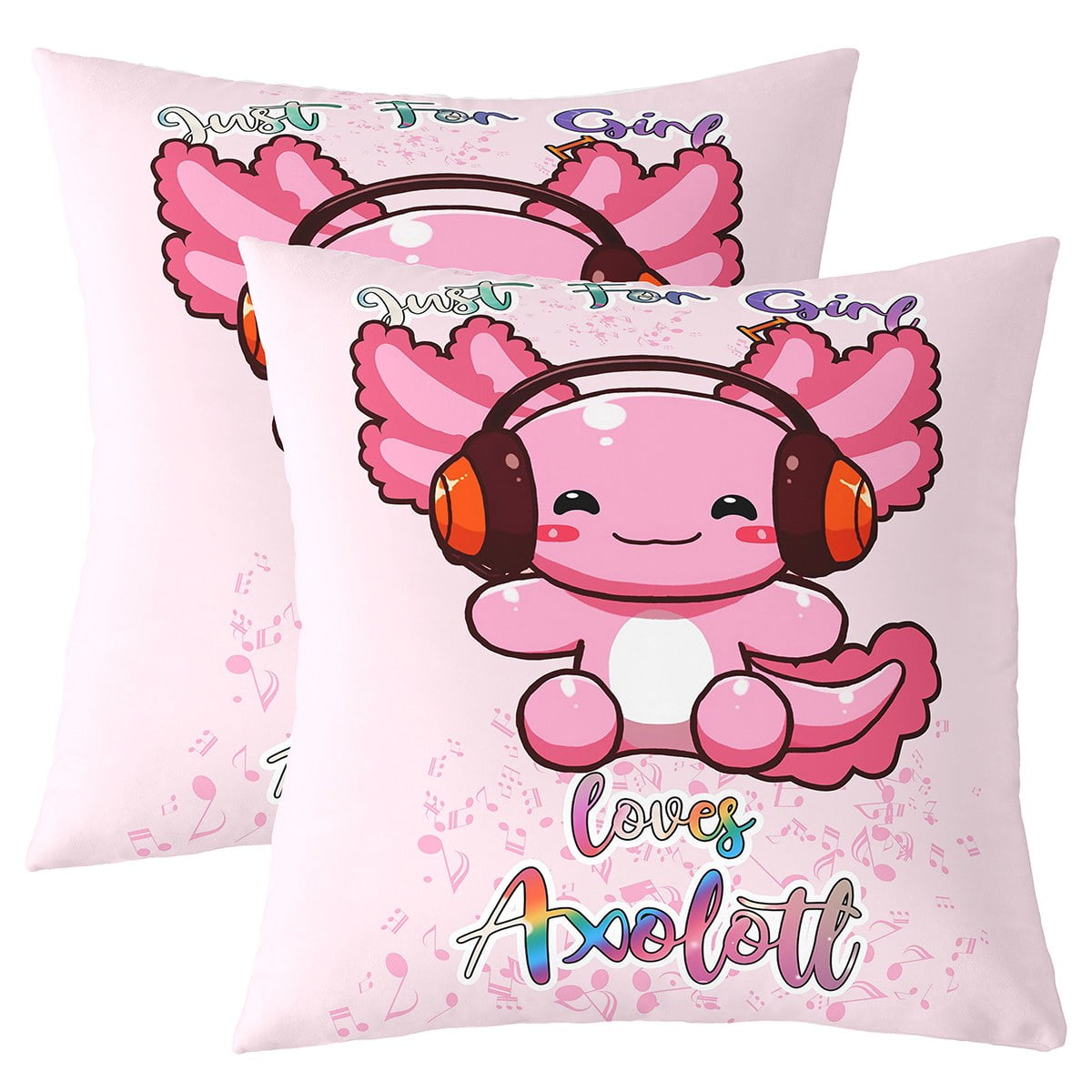Pink Axolotl Throw Pillow Covers 24x24 set of 2,Cartoon Axolotl Pillow ...