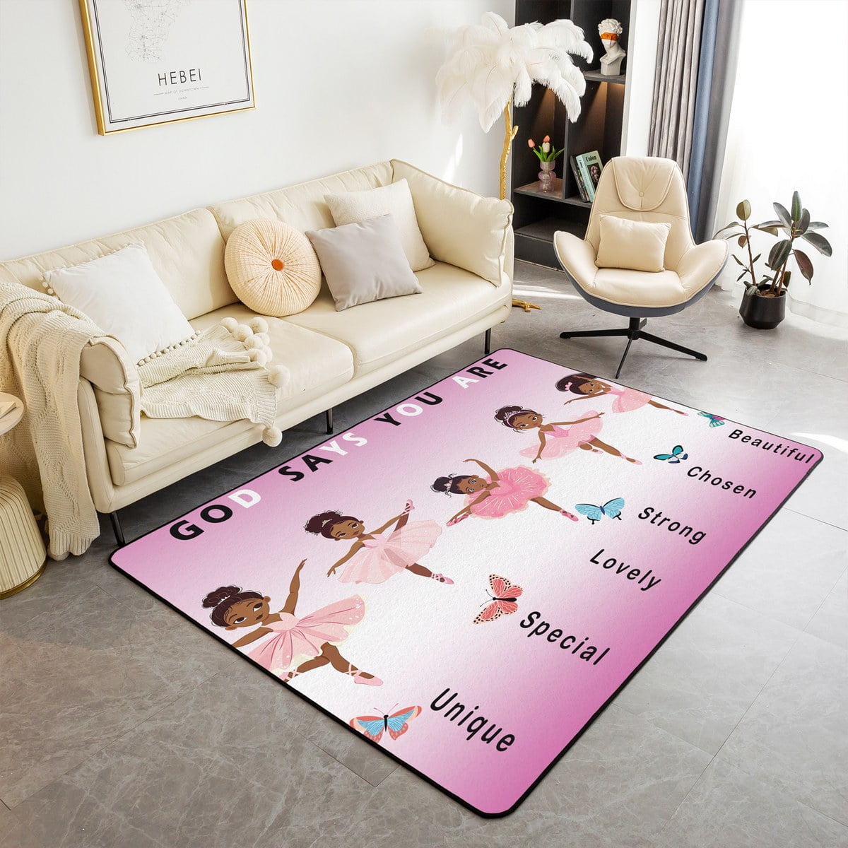 Erosebridal Pink and Black Area Rug 3x5 Size for Bedside,American Black ...