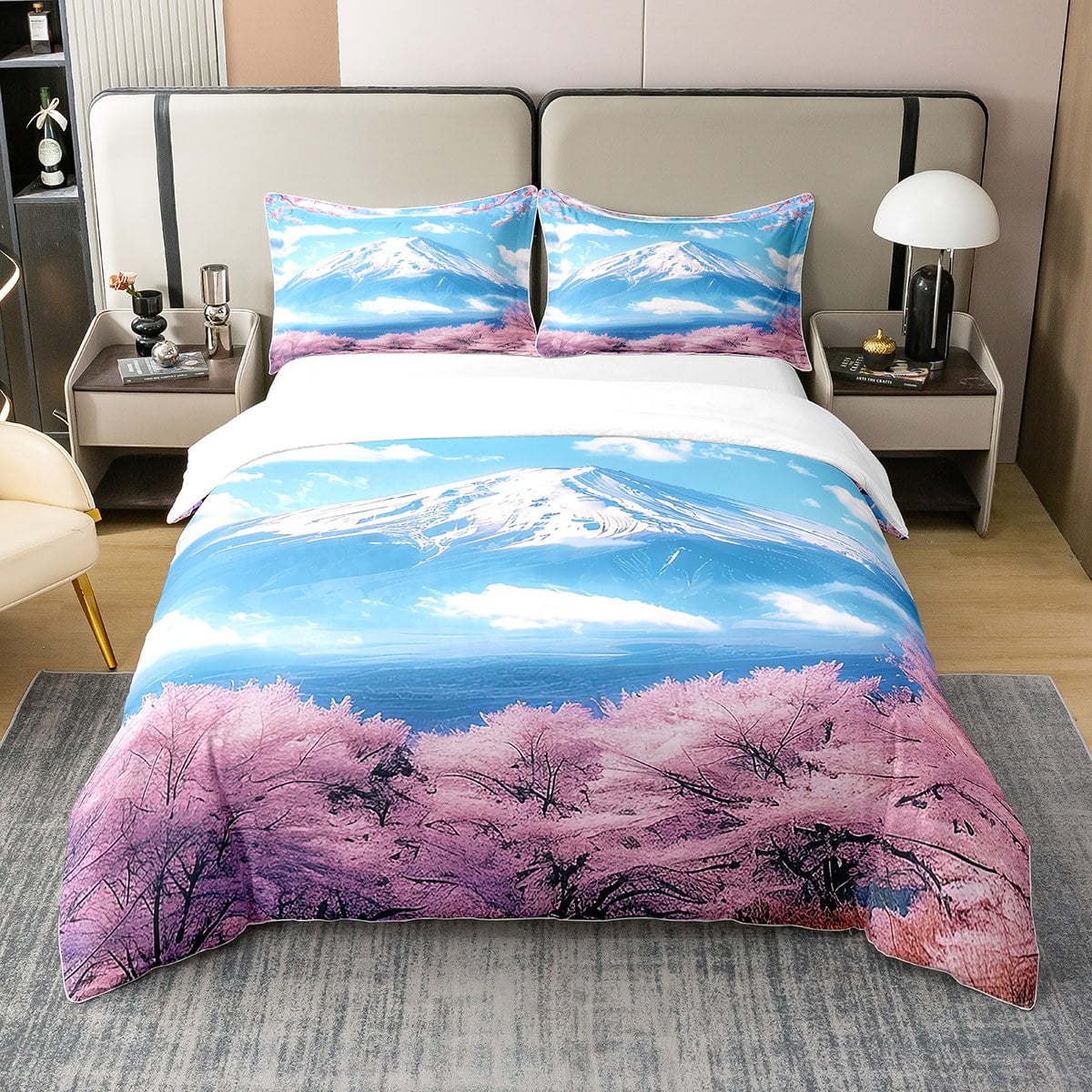Erosebridal Pink Cherry Blossom 100% Natural Cotton Comforter Cover ...