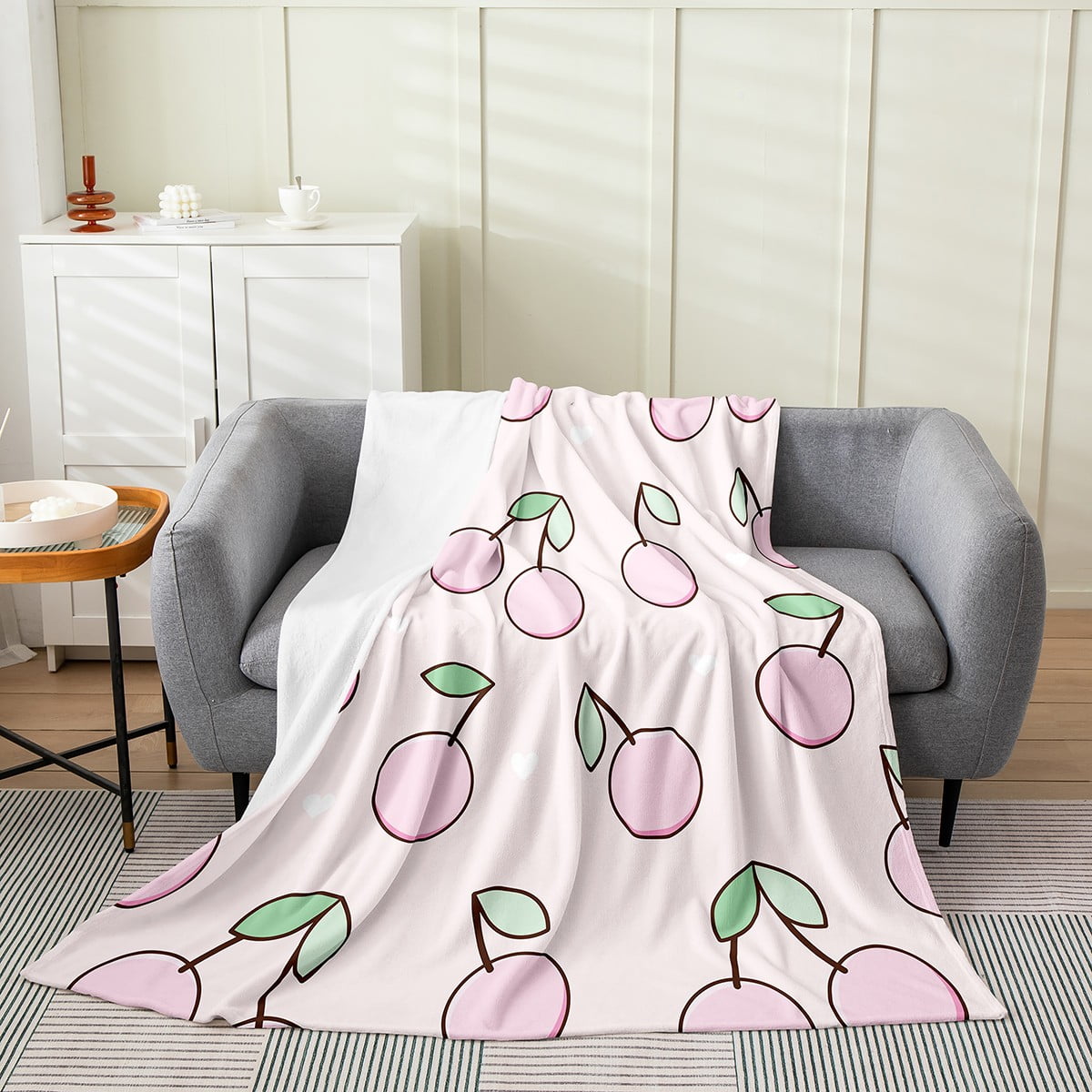 YST Pink Cherry Throw Blanket Throw 50x60 inch,Kawaii Summer Tropical ...