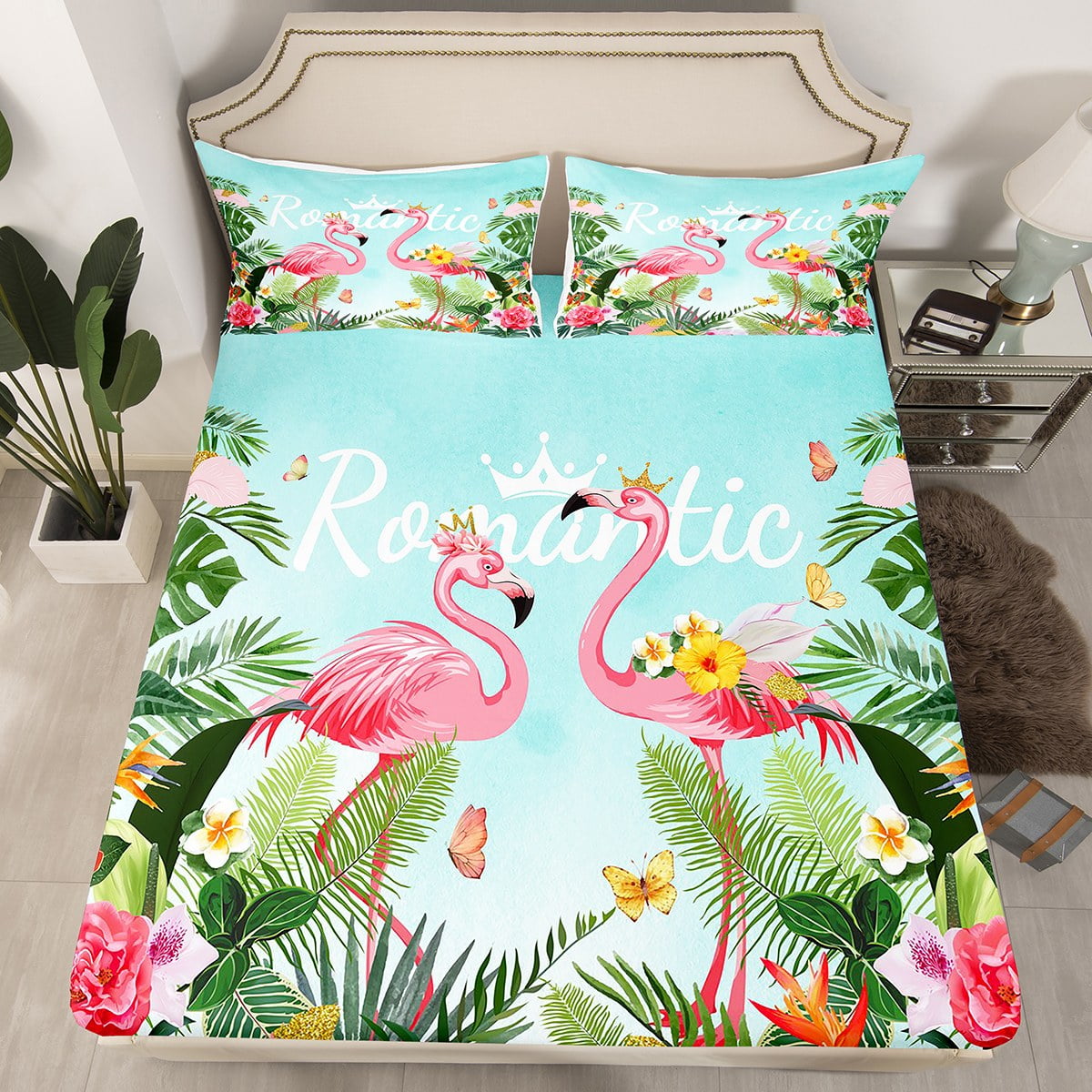 YST Pink Flamingo Bed Sheets for Girls Women Romantic Theme Fitted ...