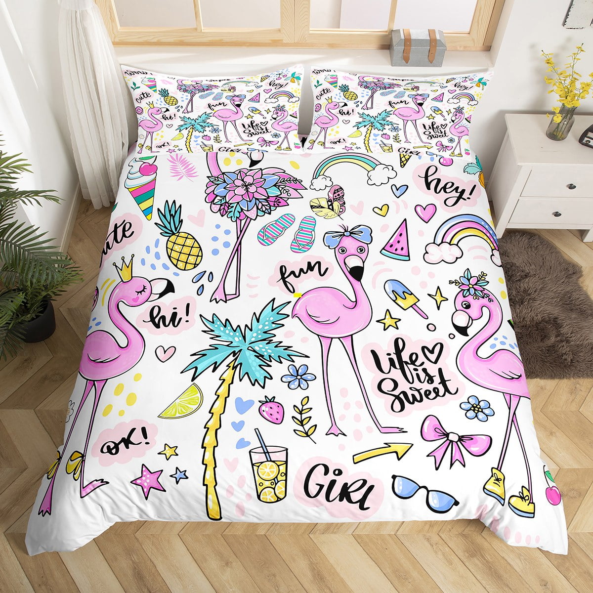 YST Pink Flamingo Bedding for Girls Women Cute Animal Flamingo Decor ...