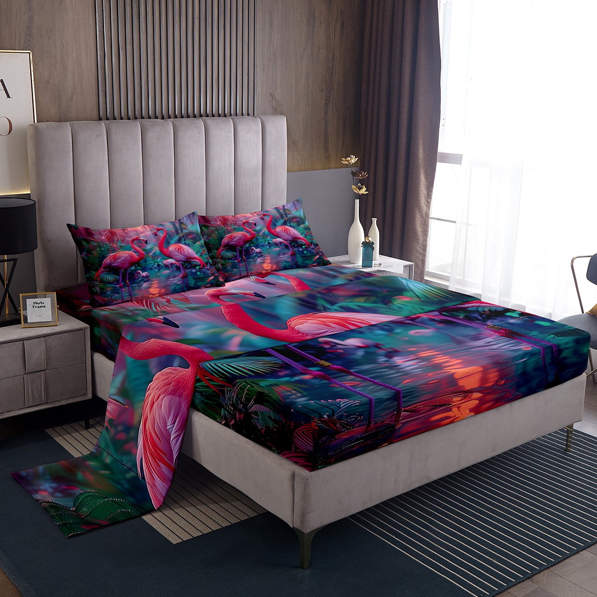 Erosebridal Pink Flamingo Bedding King Size Dreaming Jungle Bed Sheets ...