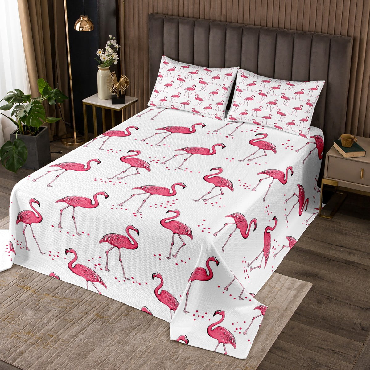 YST Pink Flamingo Bedspread for Girls Women Flamingo Decor Quilt Set ...