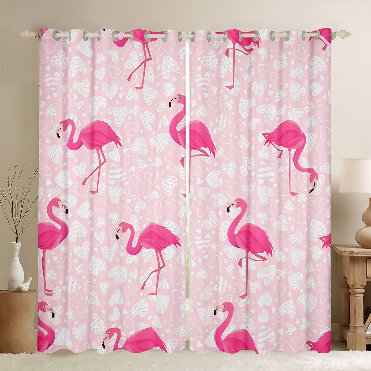 YST Pink Flamingo Blackout Curtains 52x63 inch,Tropical Summer Exotic ...
