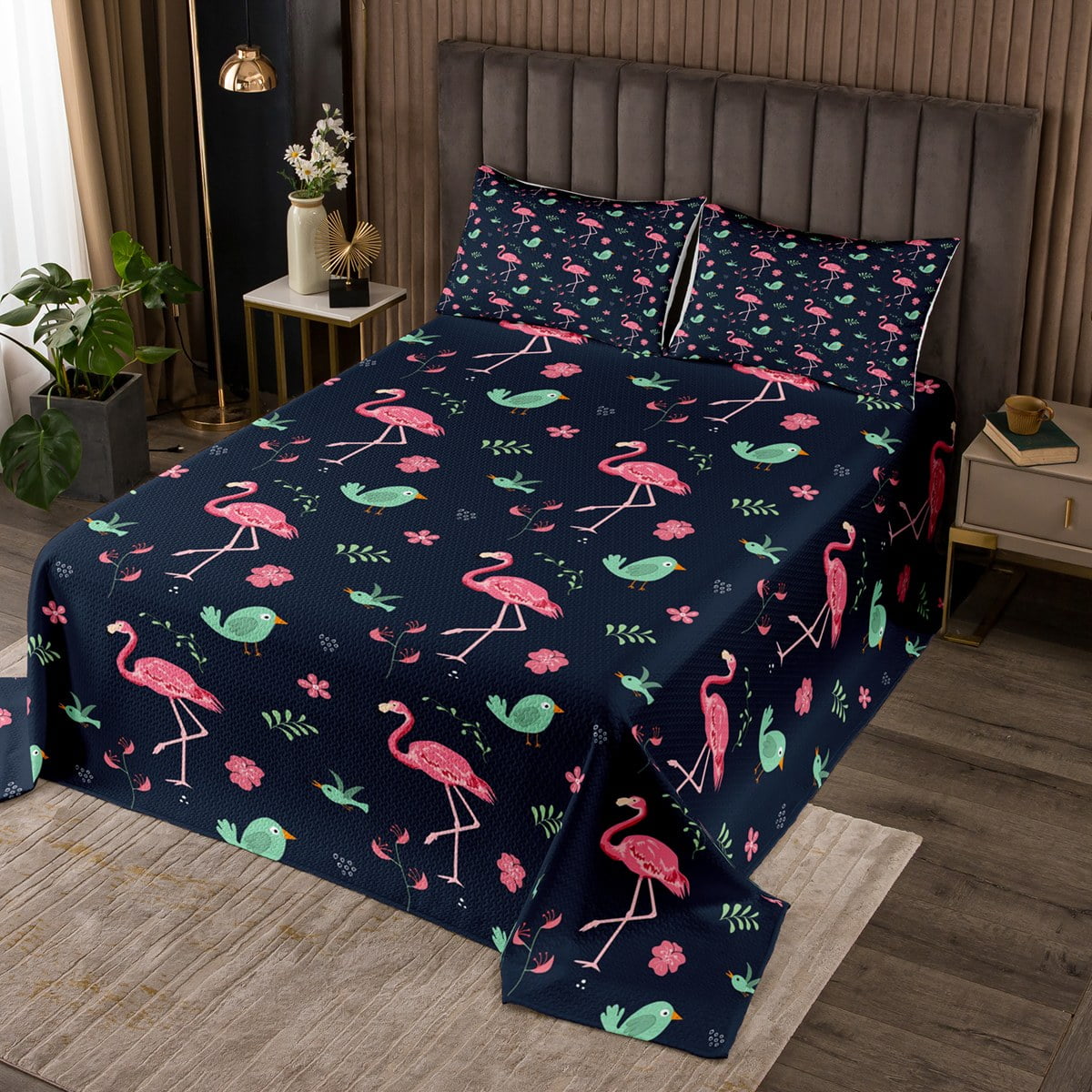YST Pink Flamingo Quilt Set Twin for Boys Girls Romantic Theme ...