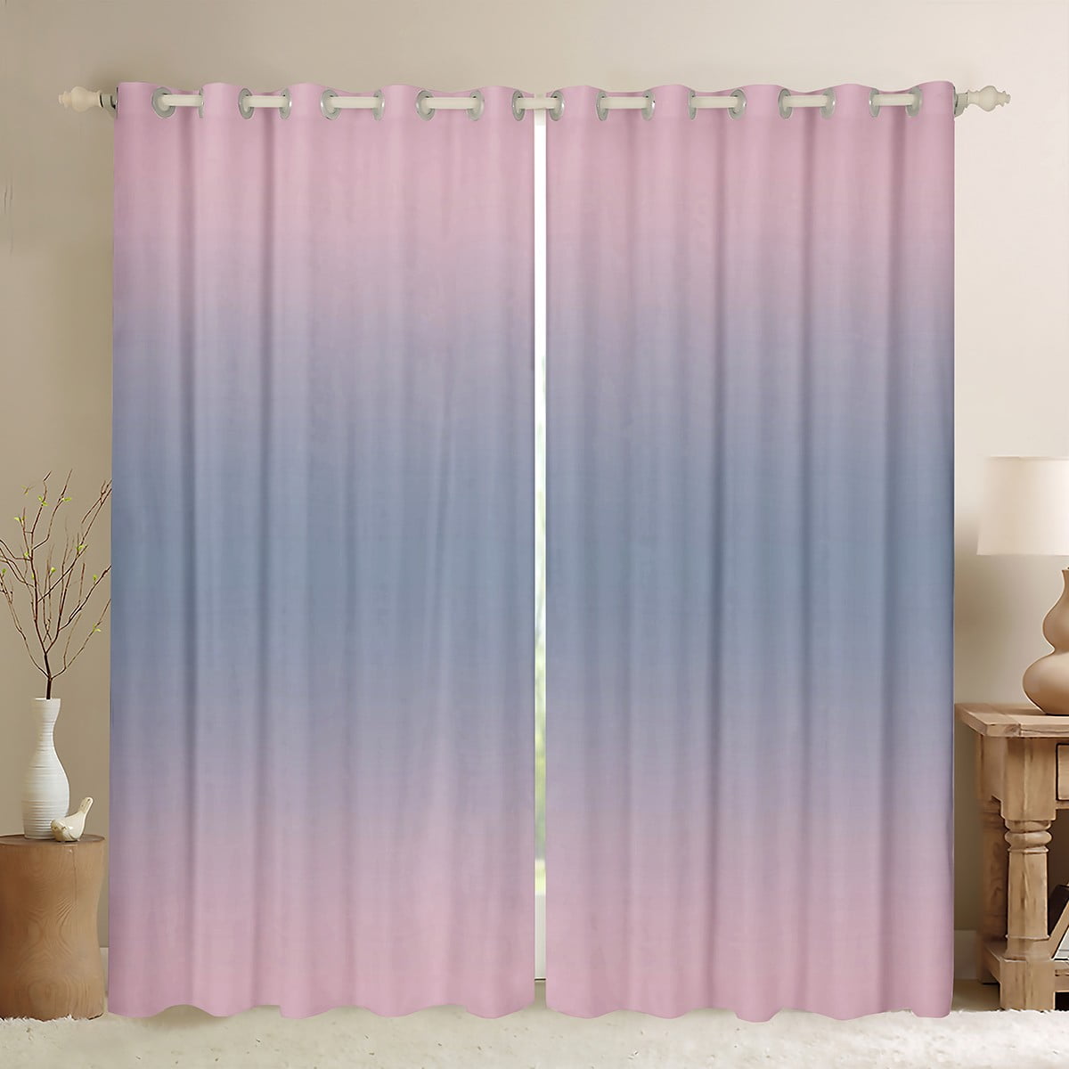 YST Pink and Grey 30%-50% Blackout Curtains Pink Ombre Gradient ...