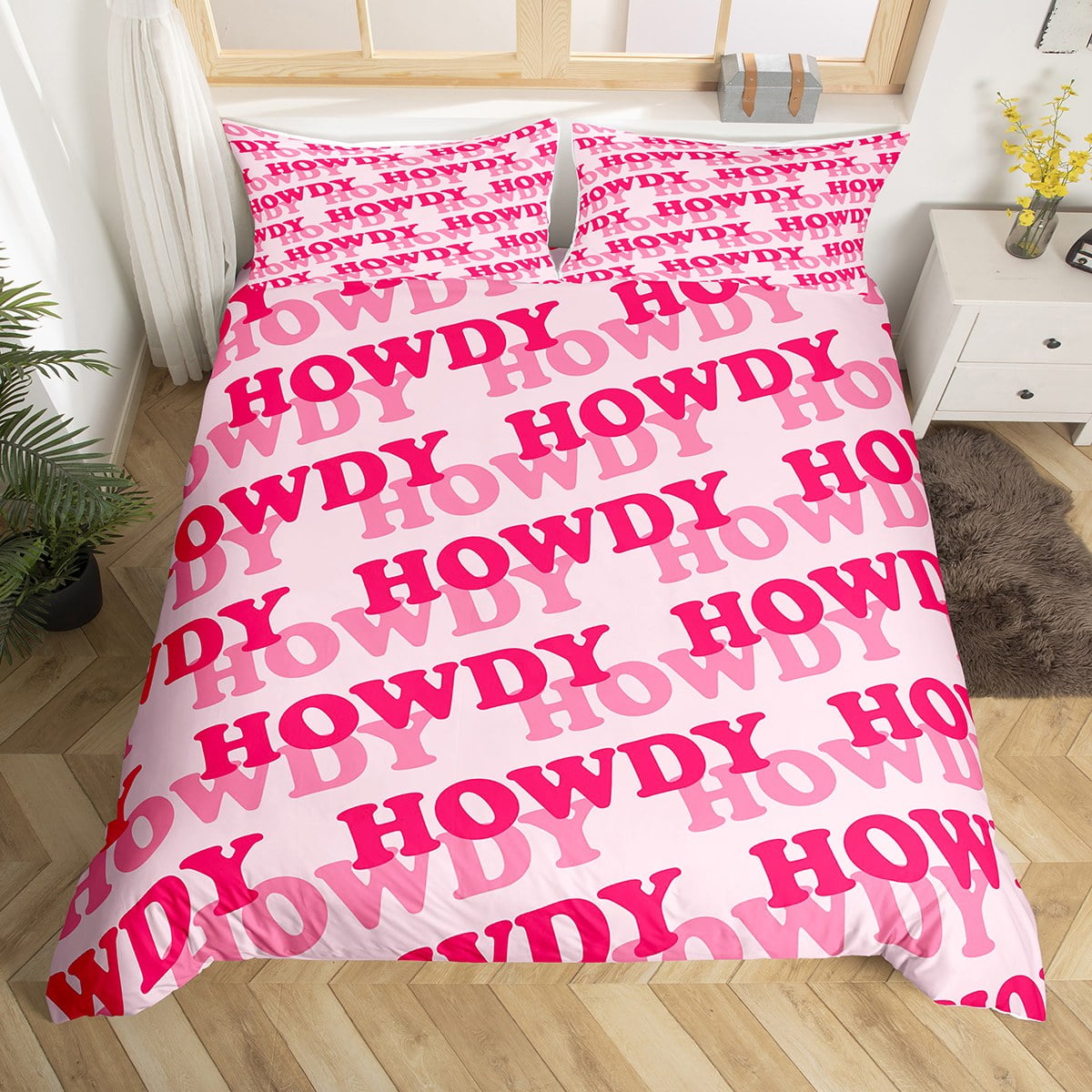 Erosebridal Pink Howdy Bedding Set Western Cowgirl Prepper Style ...