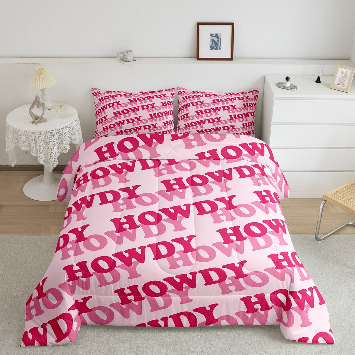 Pink Howdy Bedding Western Cowgirl Prepper Style Comforter Set, Western ...