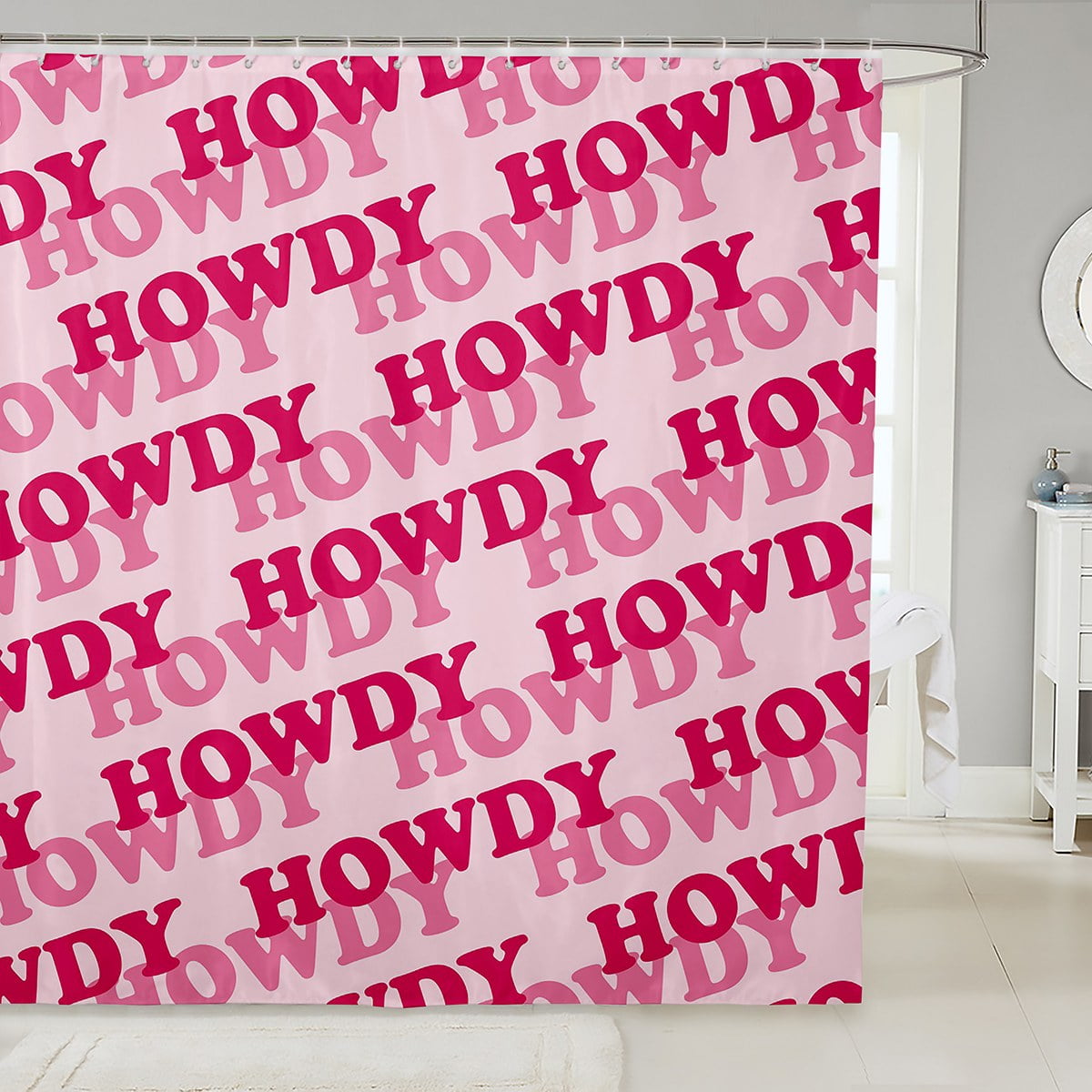 Pink Howdy Fabric Shower Curtain Western Cowgirl Prepper Style Shower ...