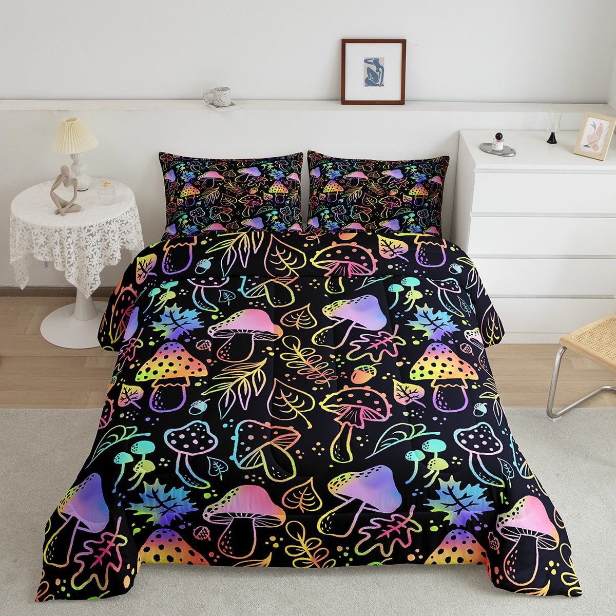 Erosebridal Pink Mushroom Comforter Set Full Cute Mushrooms Bedding Set ...