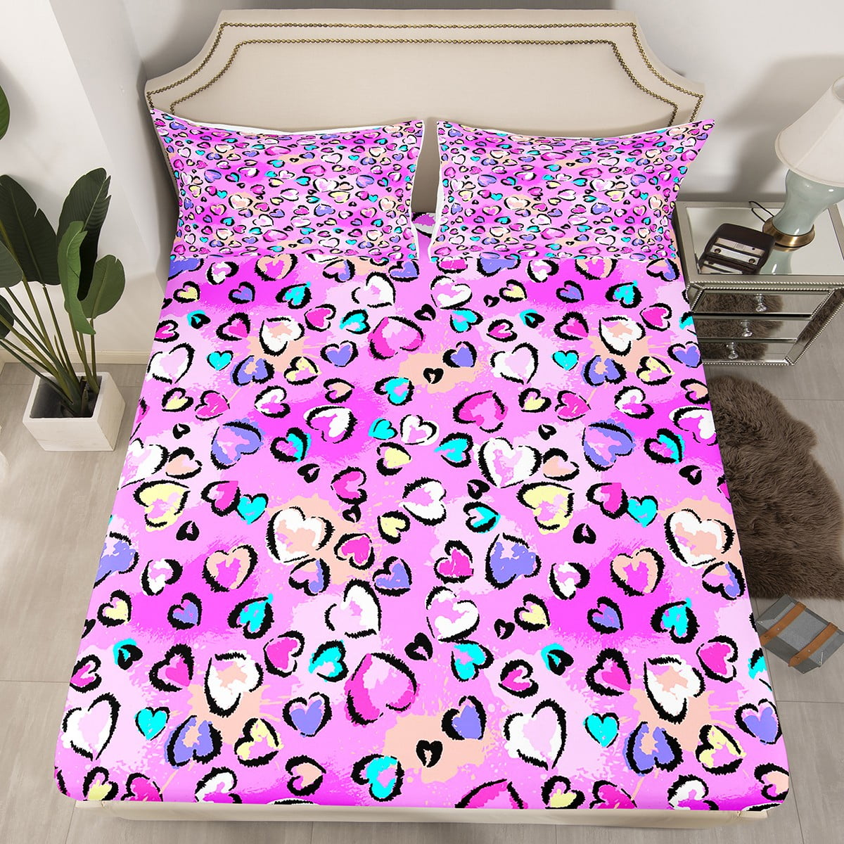 Pink Pastel Leopard Print Twin Sheets Purple Animal Printed Bed Sheets ...