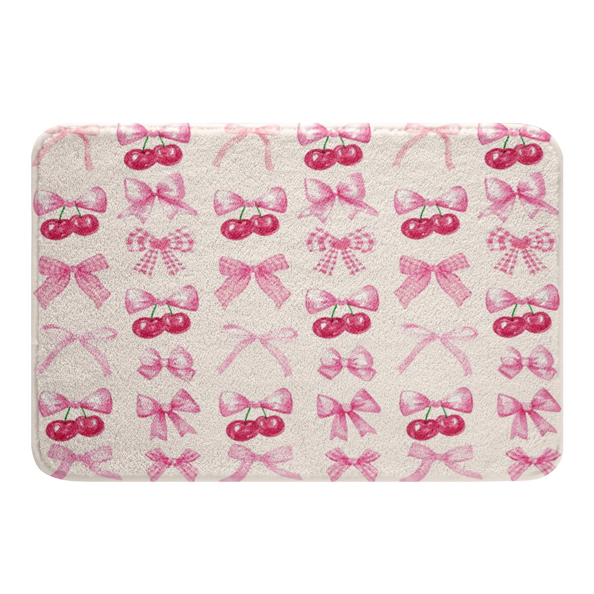 Erosebridal Pink Plaid Bow Bathroom Rug 16"X24" Cute Bowknot Bath Mat ...