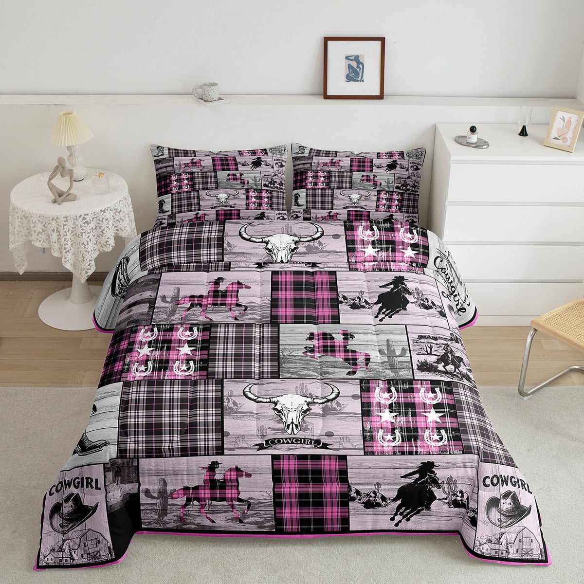 Pink Western Full Bedding Sets Country Cowgirl Comforter Set Wild West ...